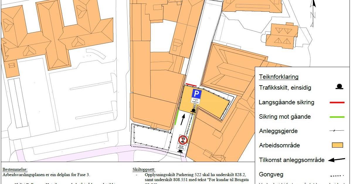 Arbeid i Brugata - nytt køyremønster frå fredag 19. juni ...